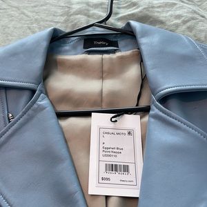 Theory | Jackets & Coats | Theory Blue Leather Jacket | Poshmark